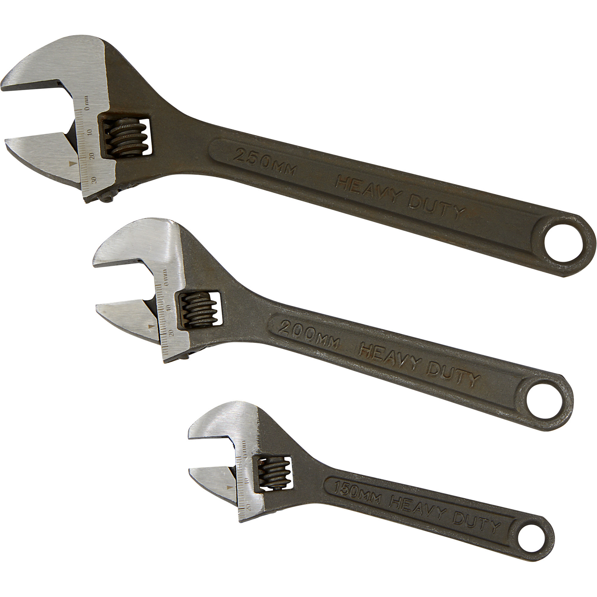 Klutch Adjustable Wrench Set, 3 -Pc. 6in./8in./10in., Chrome Vanadium, SAE/Metric Scale ...